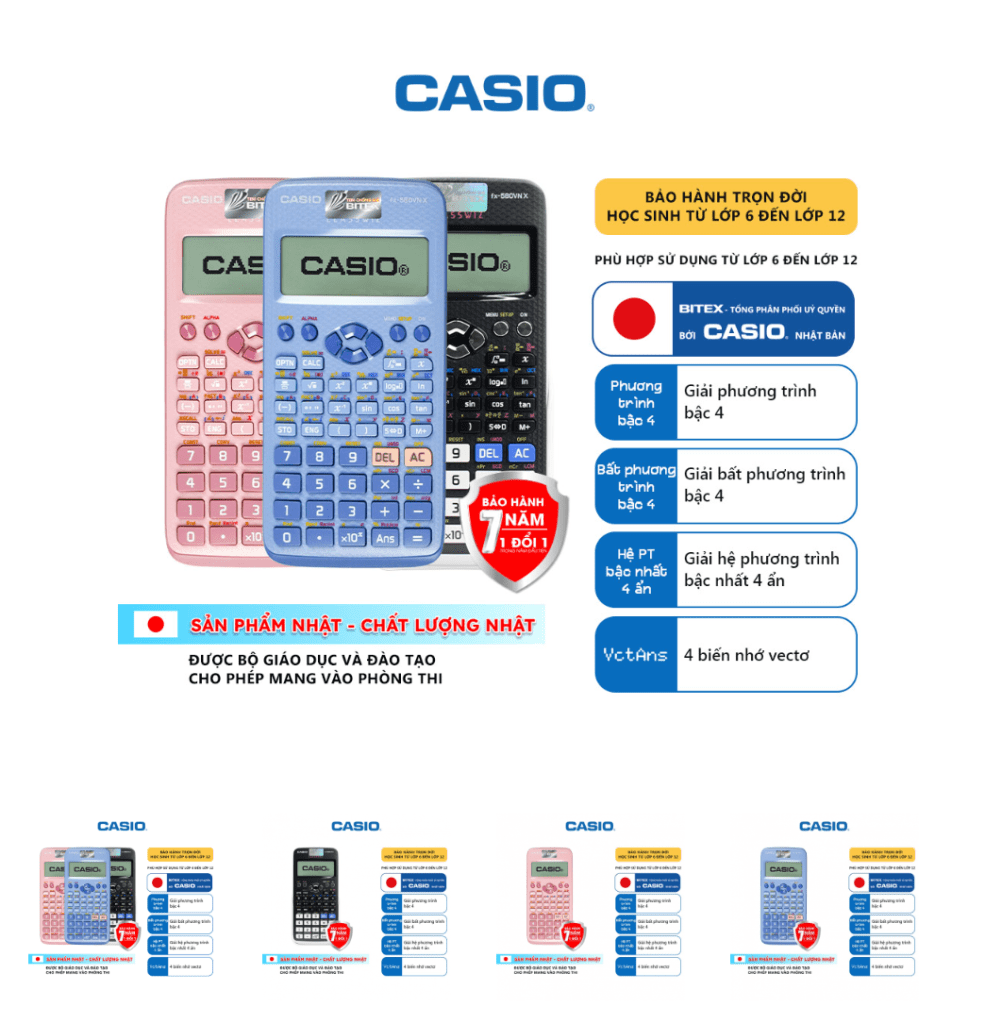 CASIO 580VNX - 880BTG với các tính năng vượt trội cùng các ưu đãi hấp ...